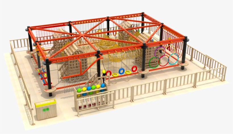 Children Indoor Adventure Ropes Course Wooden Climbing - Scale Model ...