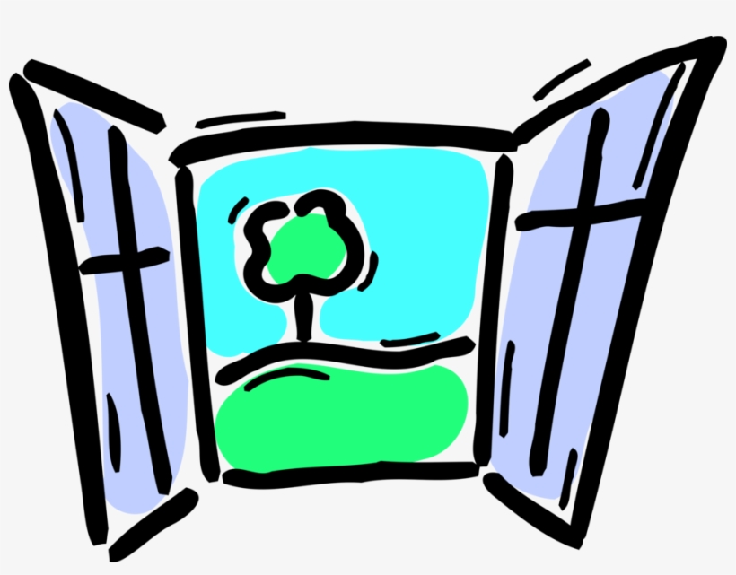 Vector Illustration Of Solitary Tree Through Window - Free Transparent ...