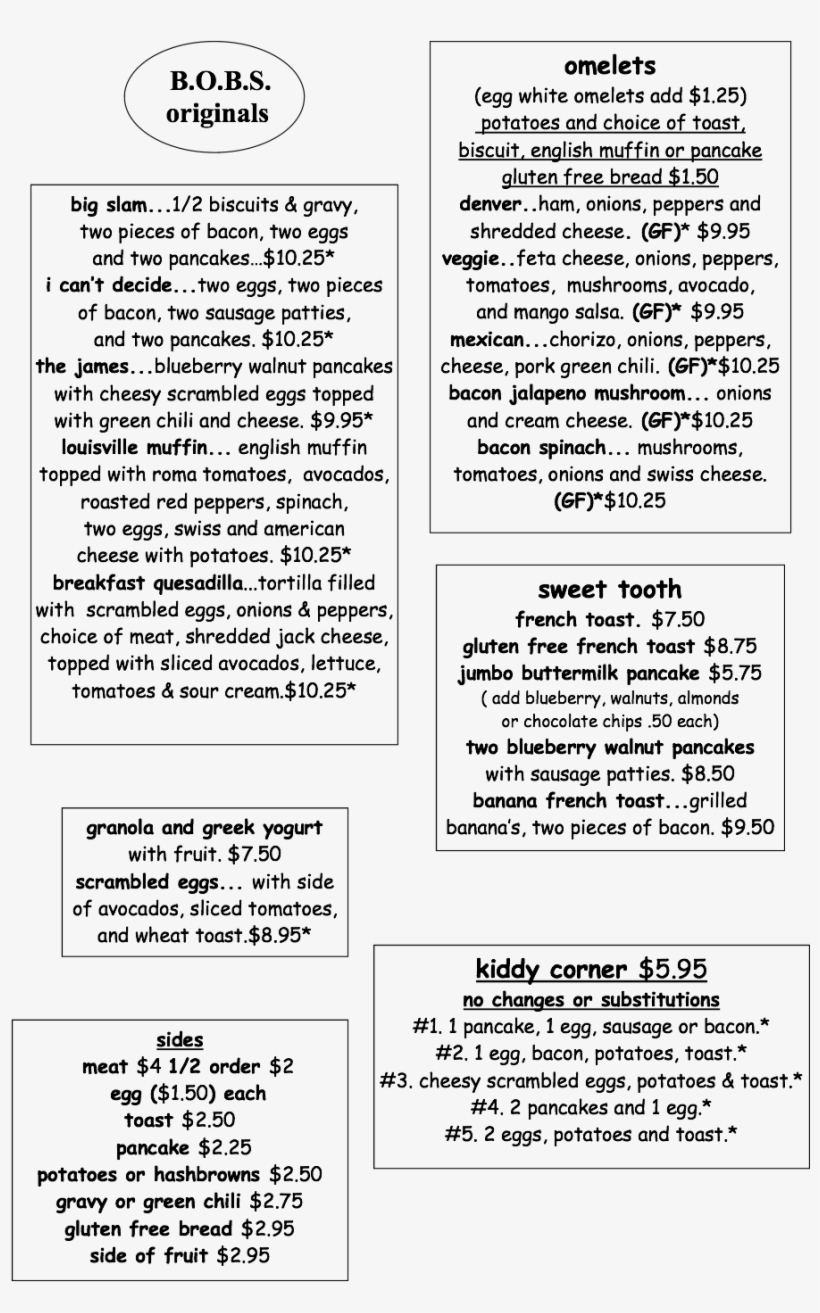 Bobs Menu - Document - Free Transparent PNG Download - PNGkey