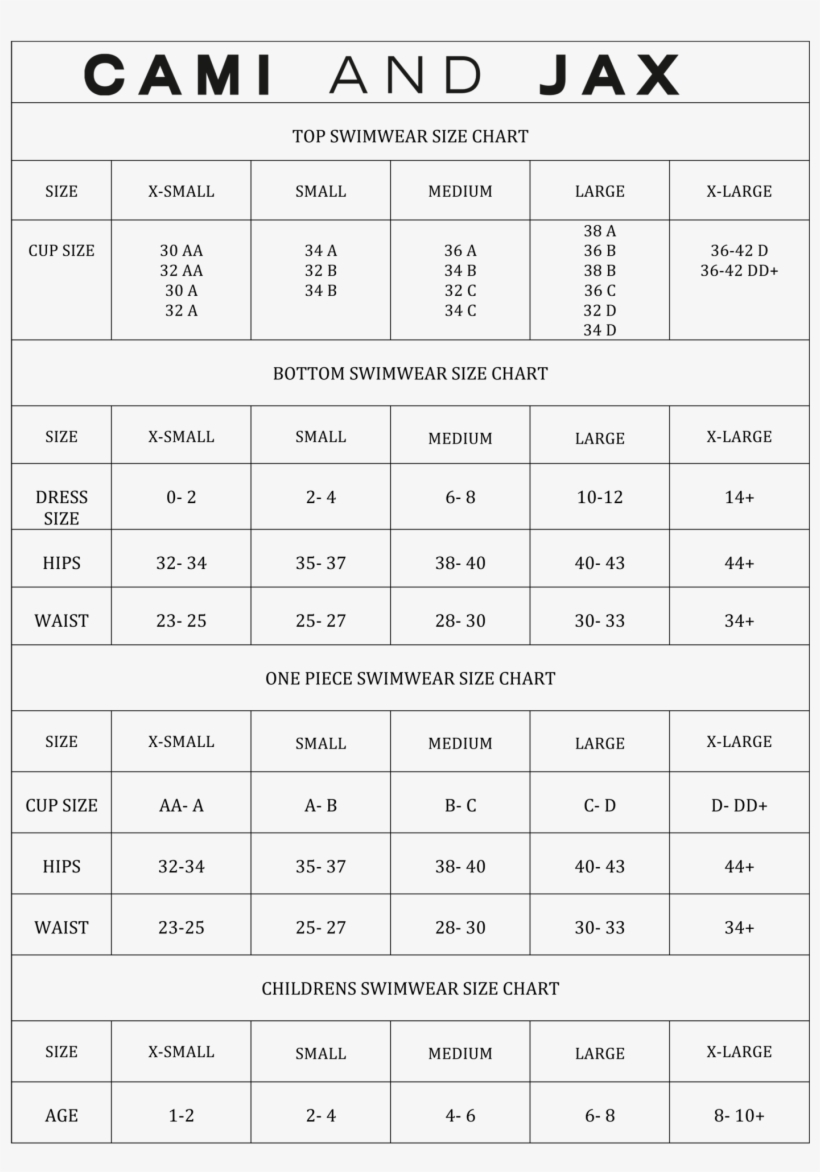 *these Are General Sizing Guidelines For Cami And Jax - Number - Free ...