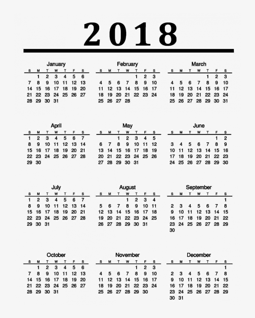 2018 Calendar Png Transparent - Png Transparent Calendar Png 2018 ...