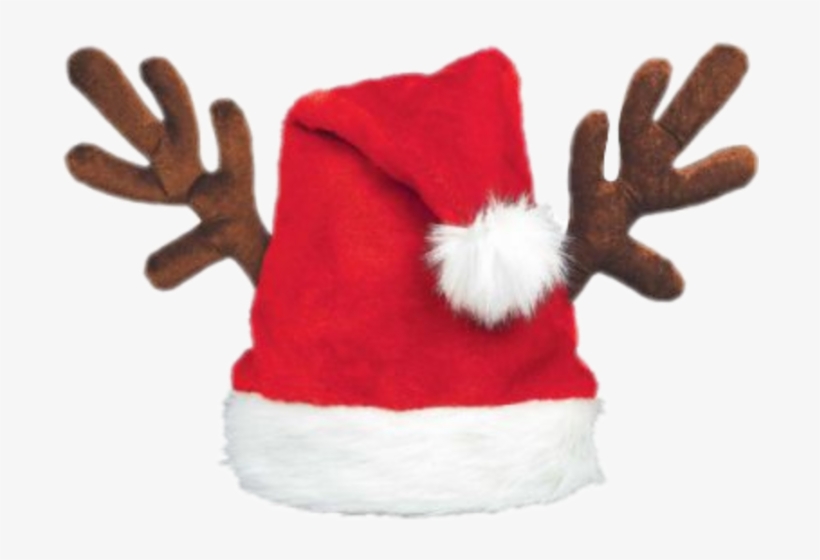 Santa Hat With Reindeer Antlers - Free Transparent PNG Download - PNGkey