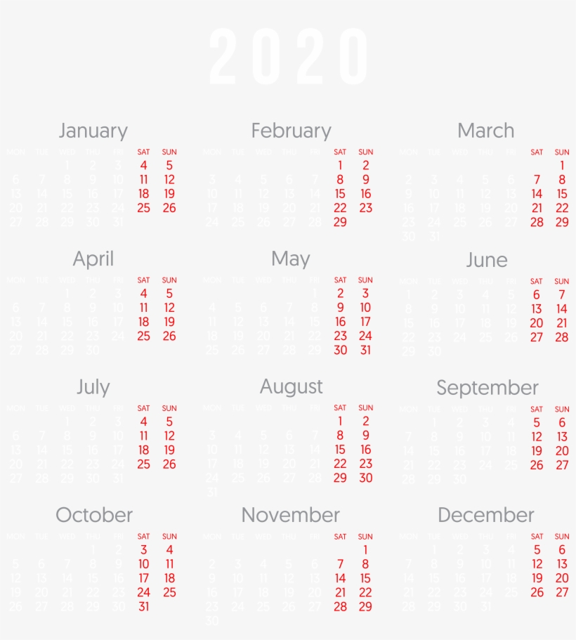 2020 Calendar Transparent Png Image - Free Transparent PNG Download ...