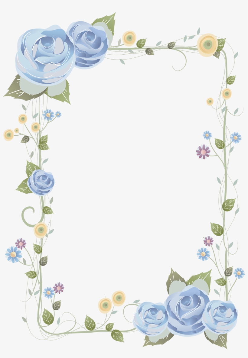 Blue Rose Frame - Blue Floral Border Background - Free Transparent PNG ...