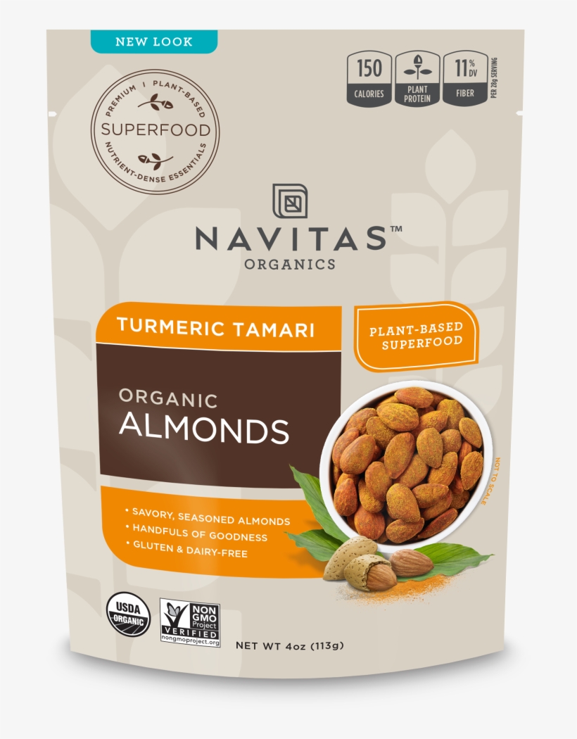 Turmeric Tamari Almonds - Navitas Organics Plant Based Superfood - Free ...