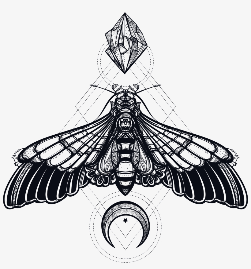 Geometric Moth Tattoo