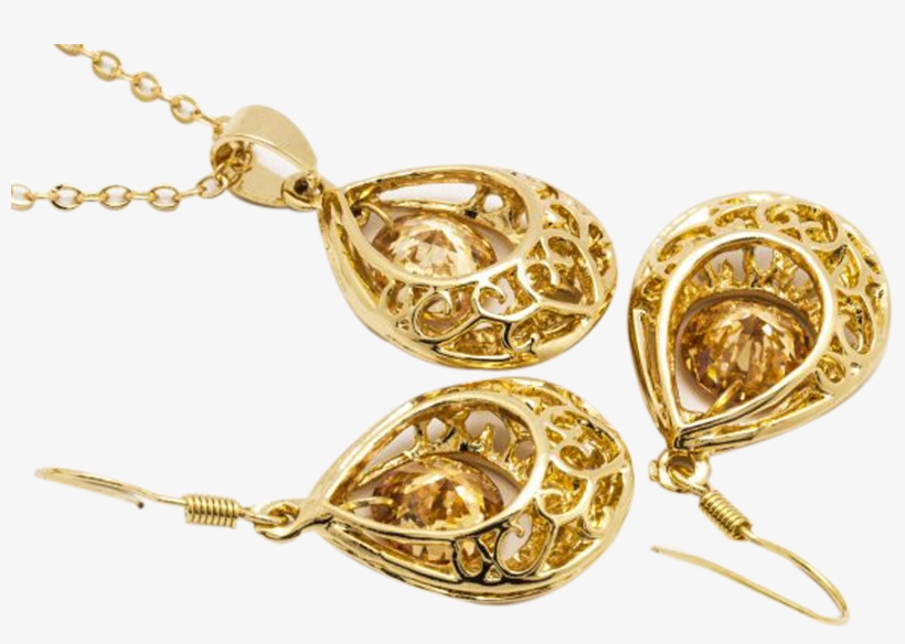 18k Gold Plated Jewellery Set Golden - Locket - Free Transparent PNG ...