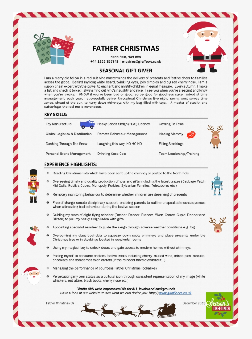 Cvfatherchristmas Final Png - Santa Claus Resume - Free Transparent PNG ...