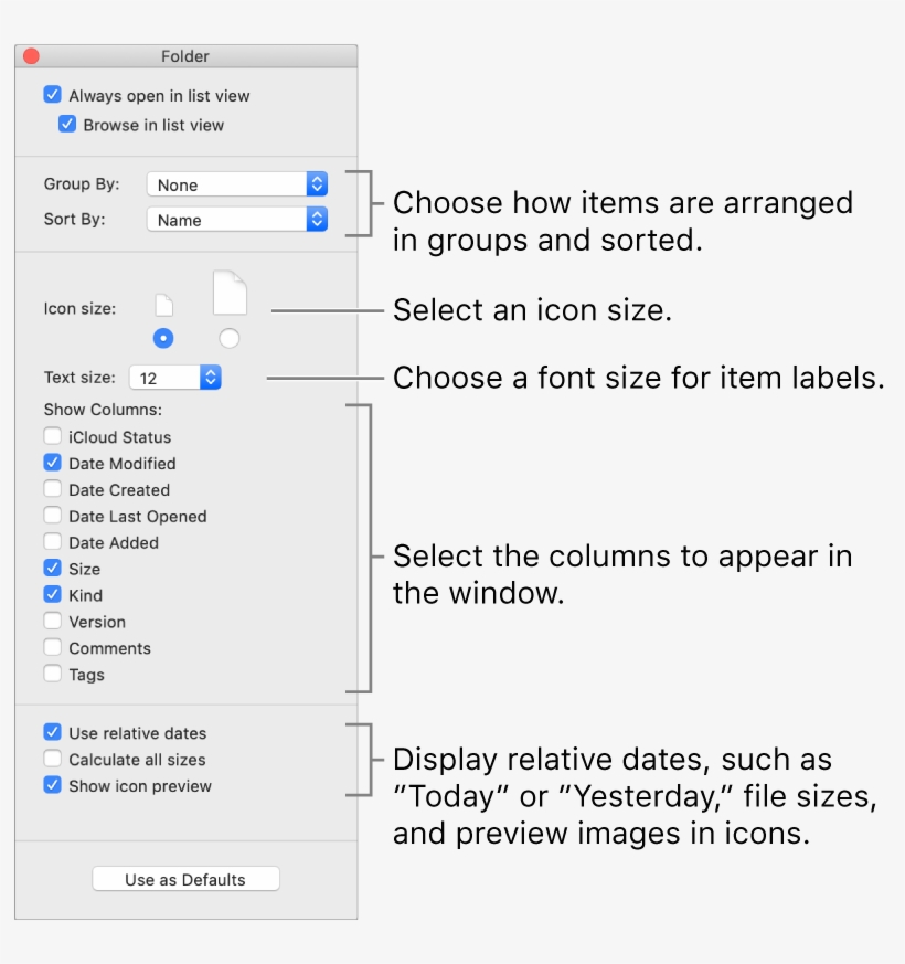 List View Options - Macos High Sierra Default View Options - Free ...