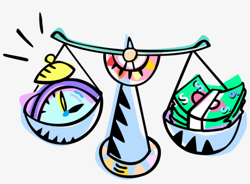 Vector Illustration Of Balance Scales Balancing Time - Free Transparent ...