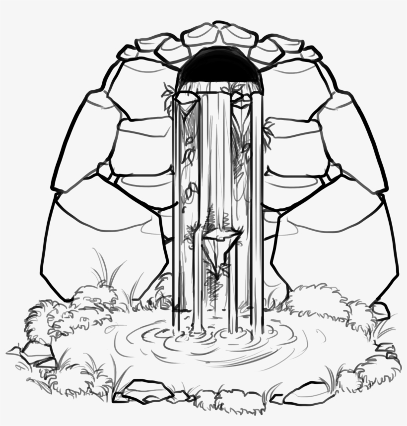 28 Collection Of Line Drawing Of Waterfall - Line Art Waterfall - Free ...
