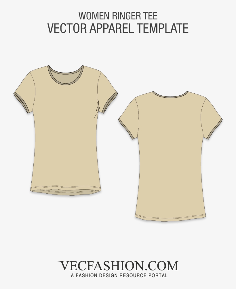 Short Sleeved Ringer Tee Template - Pattern - Free Transparent PNG ...
