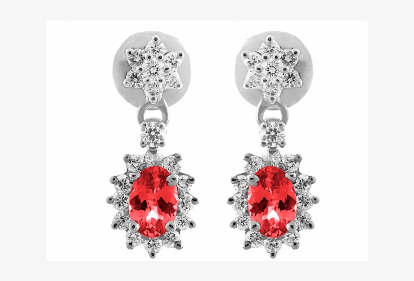 Burmese Ruby And Diamond Earring Set In 18k White Gold - Earrings ...