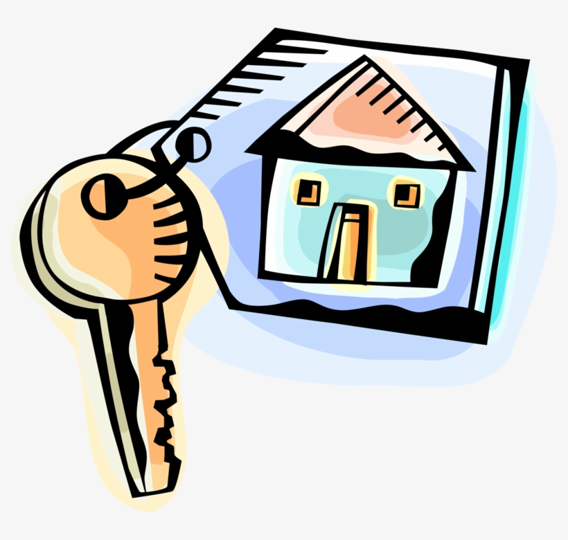 Vector Illustration Of Security House Key With Home - Free Transparent ...