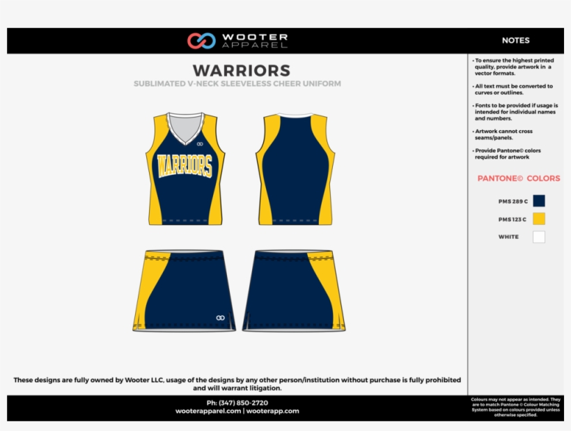 Warriors Yellow Navy Blue Cheerleading Uniforms, Top, - Cheerleading ...
