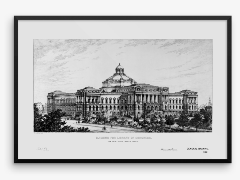 Library Of Congress Architectural Drawing Framed - Picture Frame - Free ...