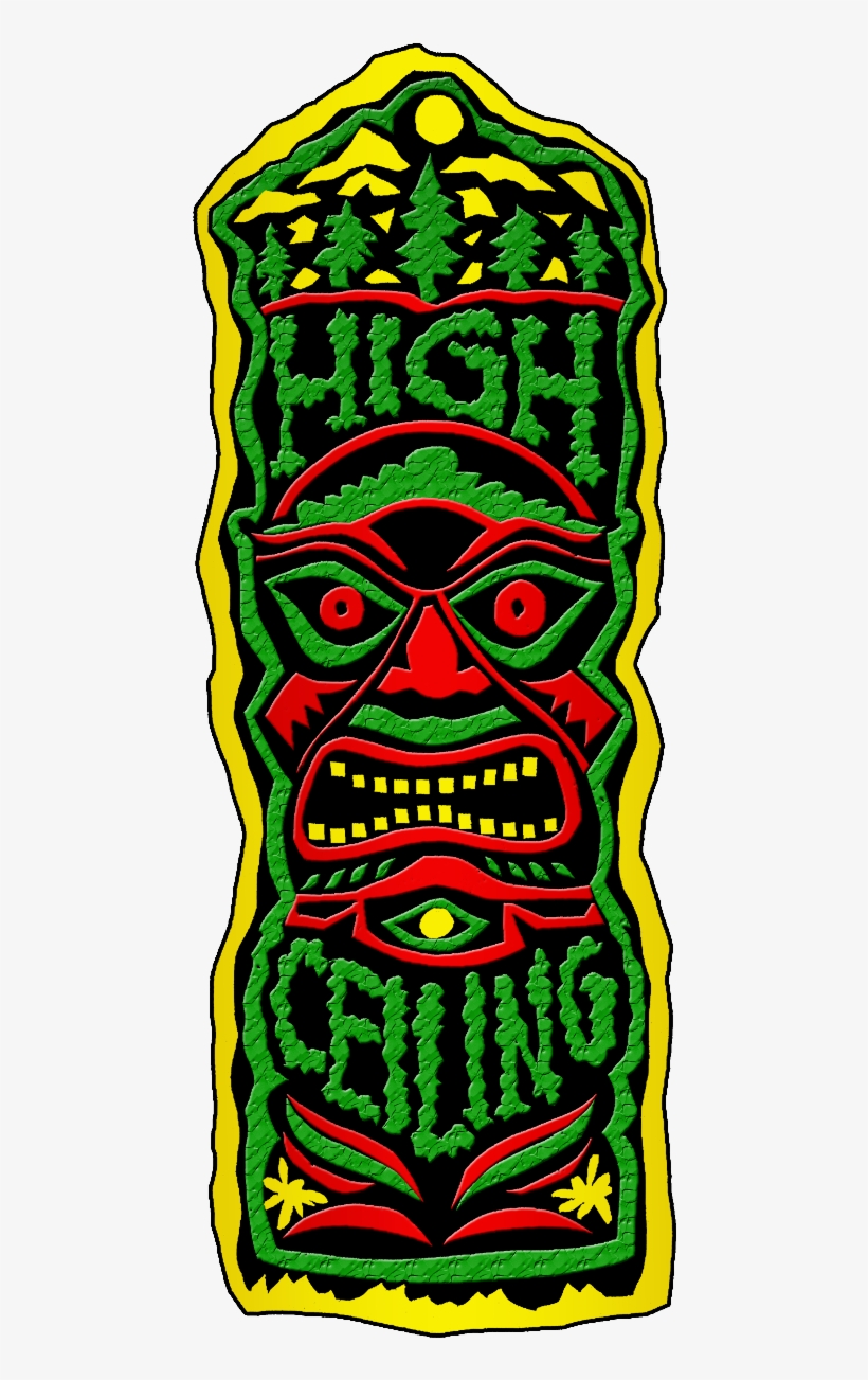 Sticker 2008 Tiki Logo Red, Green, Gold W- Black Behind - Illustration ...