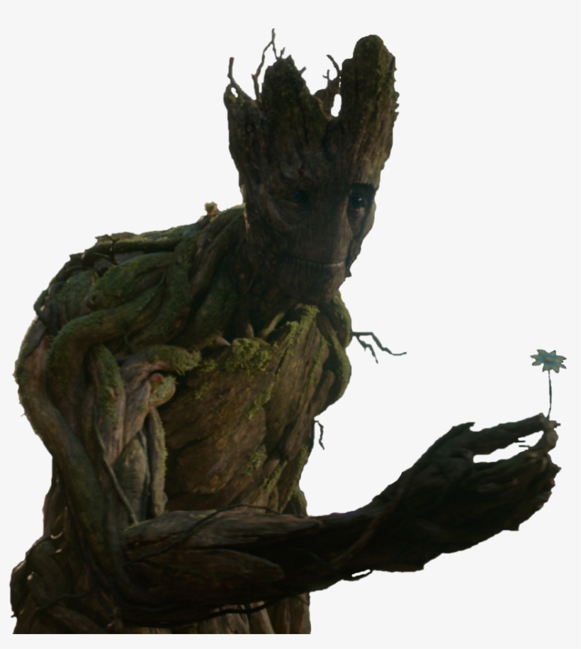 "giving Tree" Groot Reaching Out And Sharing A Flower - Groot Holding ...