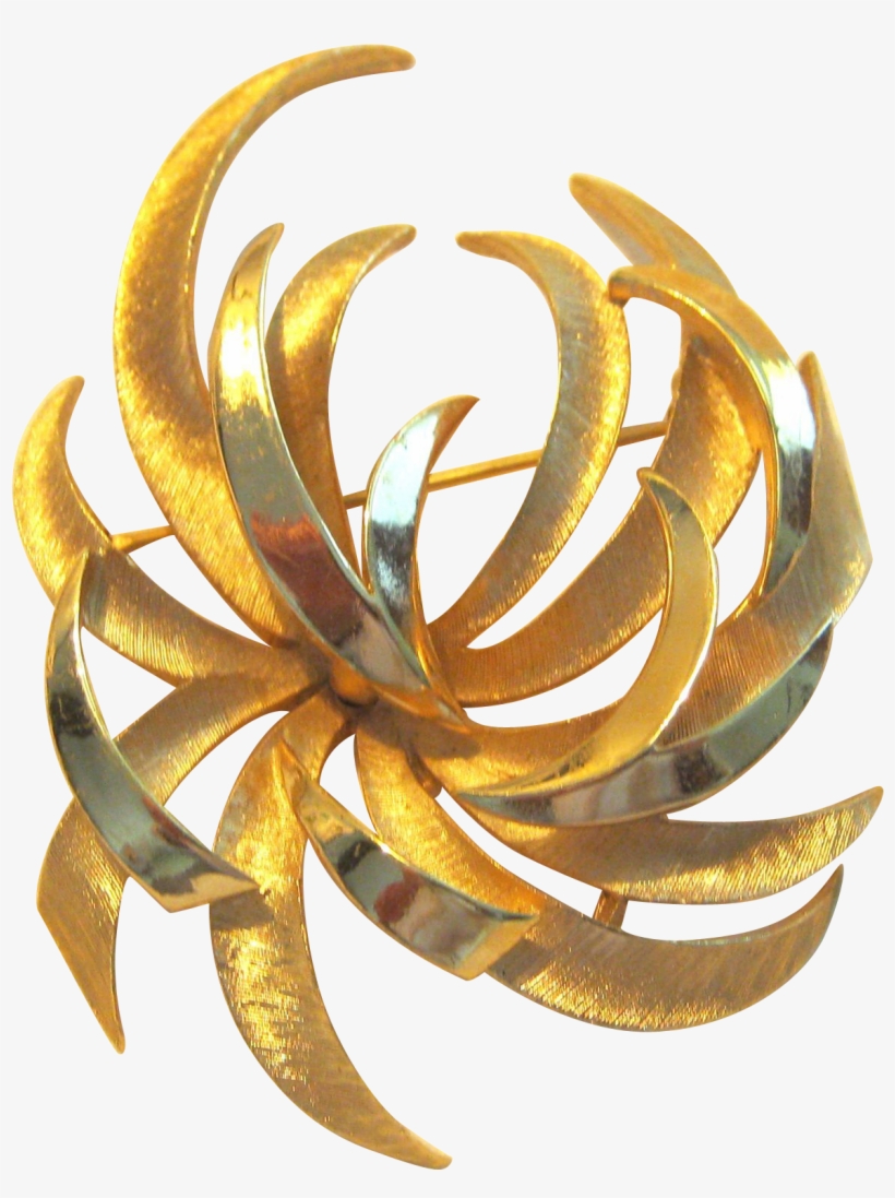 Vintage Gold Tone Trifari Fireworks Pin Brooch - Brass - Free ...