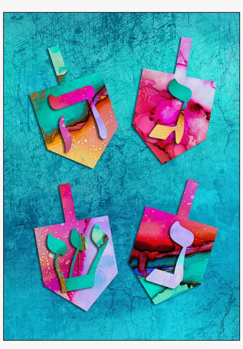 Hanukkah Card With Dreidels - Free Transparent PNG Download - PNGkey