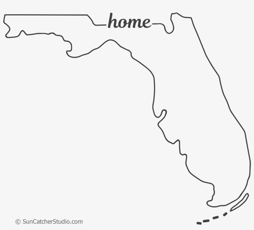 Free Florida Outline With Home On Border, Cricut Or - Line Art - Free ...