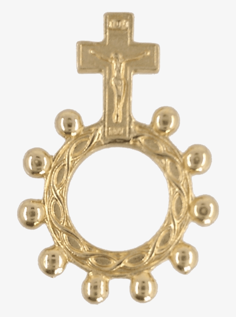 Gold Tone Finger Rosary With Crucifix Png Finger Rosary - Basque Ring ...