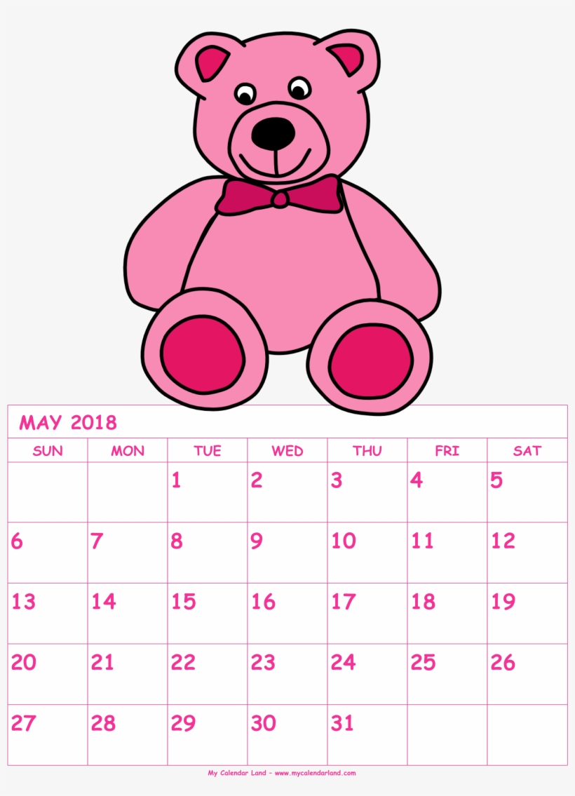 Blank May 2018 Calendar - May 2018 Calendar Pink - Free Transparent PNG ...