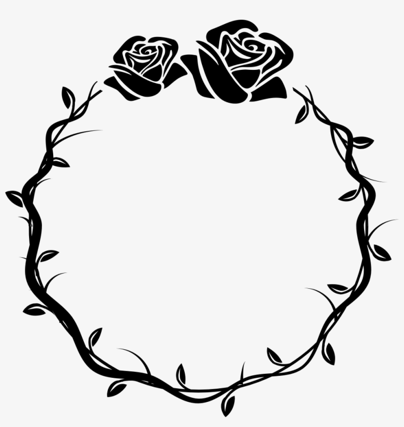 Flower Circle Svg - Black And White Rose Buds Png - Free Transparent ...