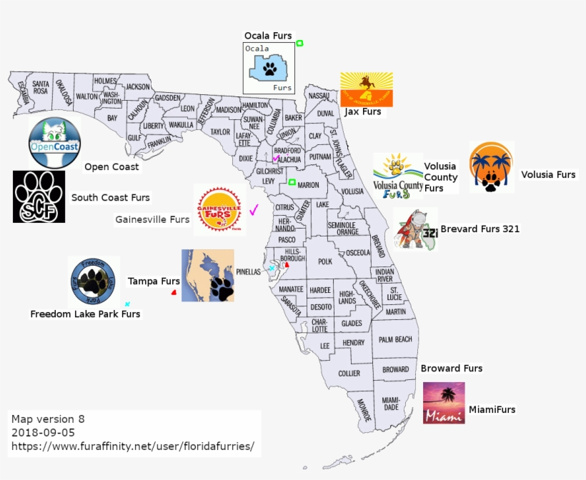 Florida Furry Map Version - Map - Free Transparent PNG Download - PNGkey