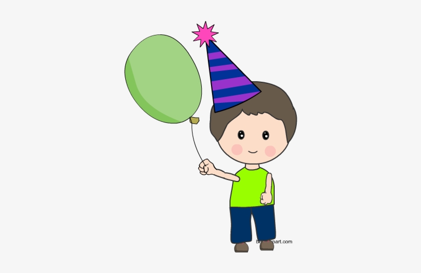 Cute Birthday Boy Holding A Balloon Clip Art Image - Cartoon - Free ...
