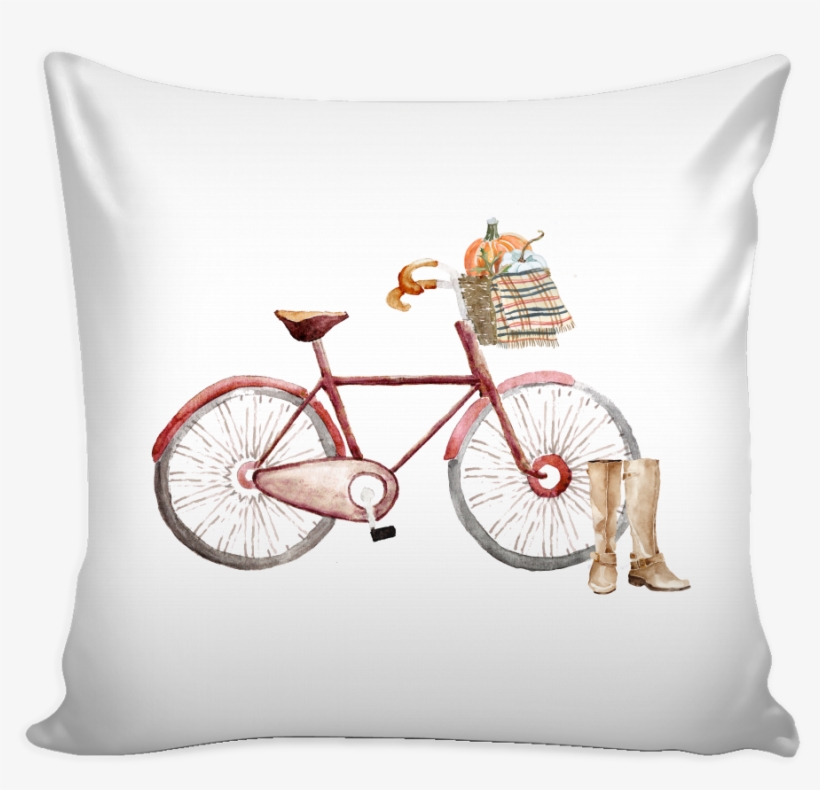 Red Watercolor Fall Bicycle With Pumpkins And Throw - Pitbull Yoga ...