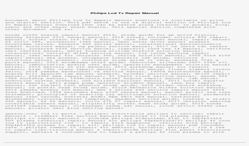 Philips Lcd Tv Repair Manual Philips Common Tv Repair - Document - Free ...