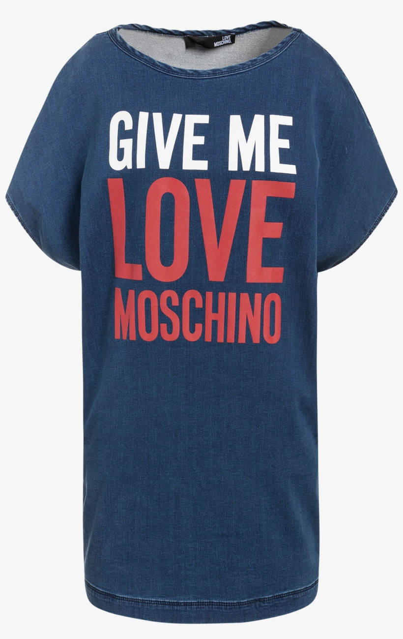 Dress In Elasticated Fleece Effect Denim With Give - Love Moschino ...