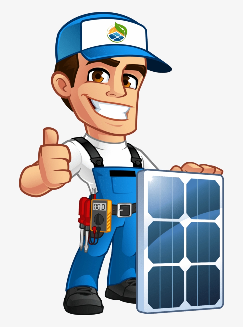 Home Solar Panel Installer Cartoon - Solar Installer Cartoon - Free ...