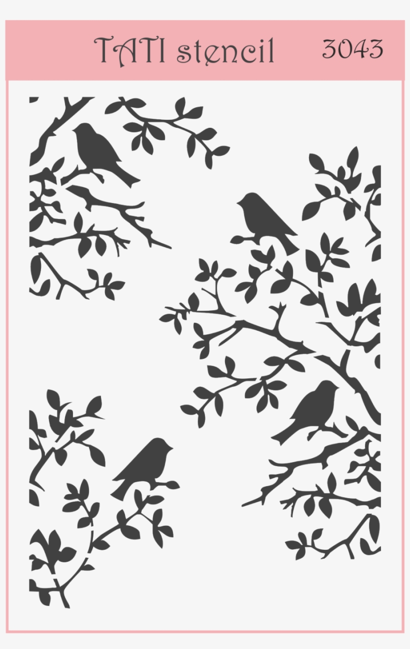 Flexible Stencil Stencil Tati - Tree With Bird Silhouette - Free ...