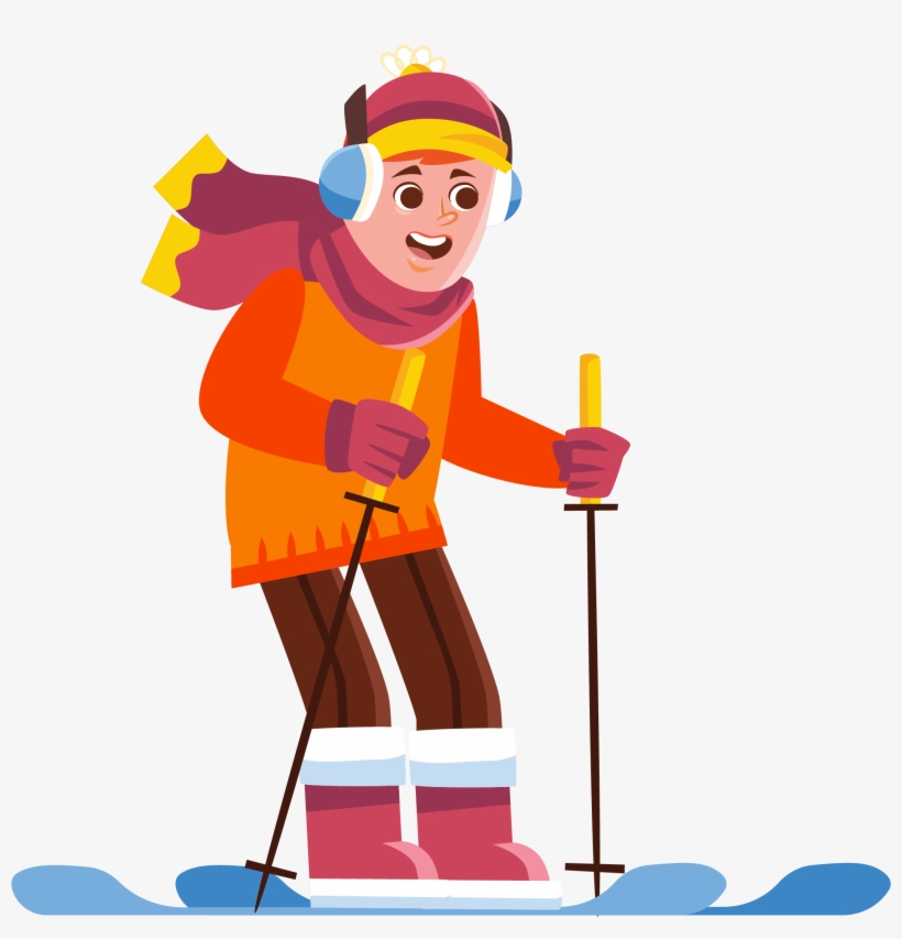 Character Cartoon Cute Ski Png And Vector Image - Illustration - Free ...