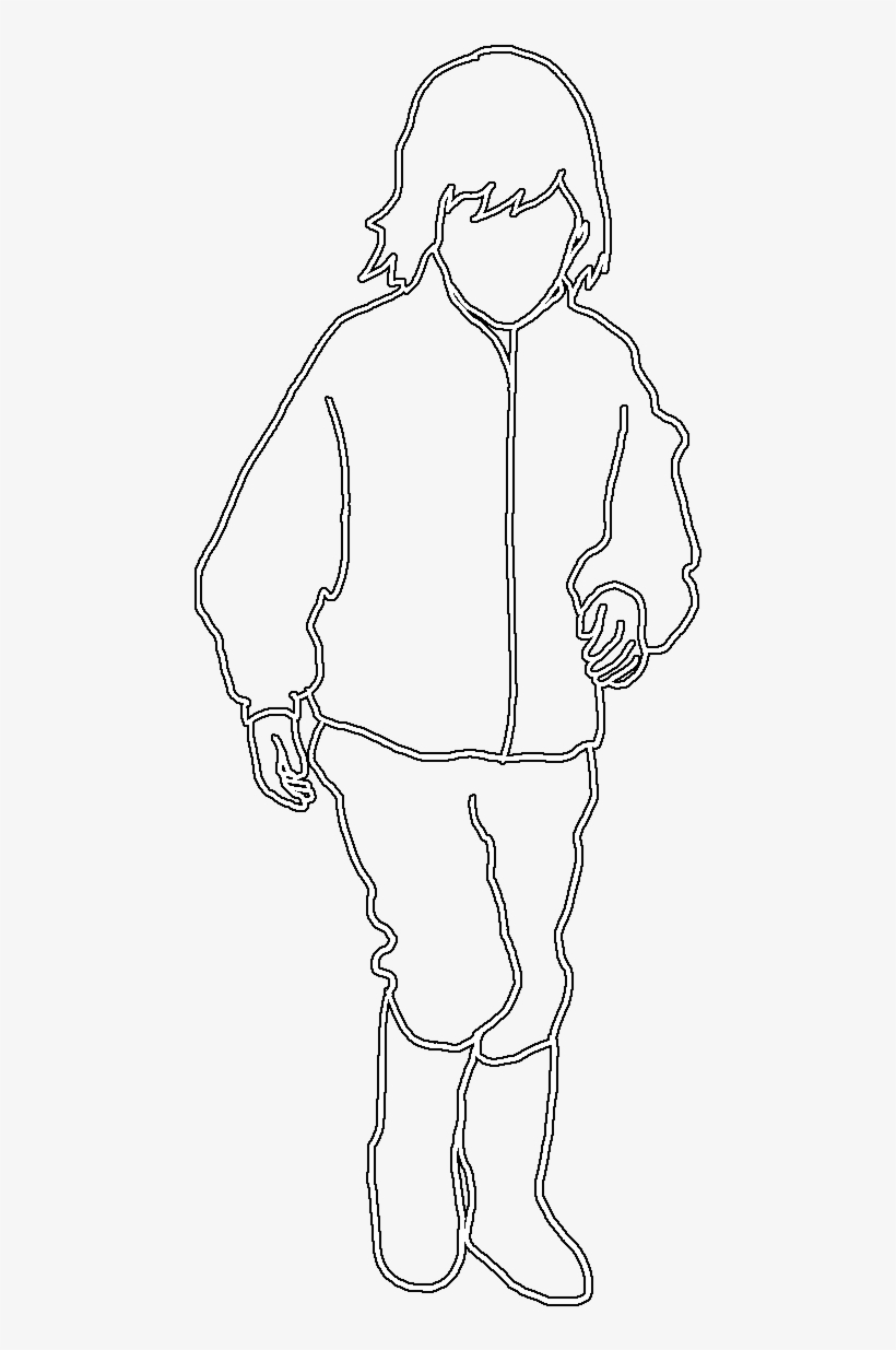 Girl Running White Stroke - Line Art - Free Transparent PNG Download ...