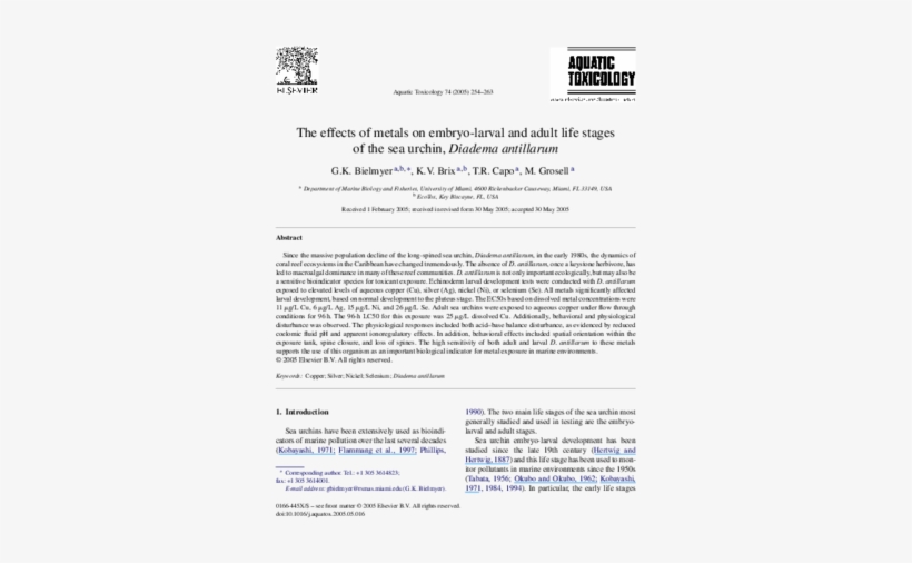 The Effects Of Metals On Embryo-larval And Adult Life - Document - Free ...