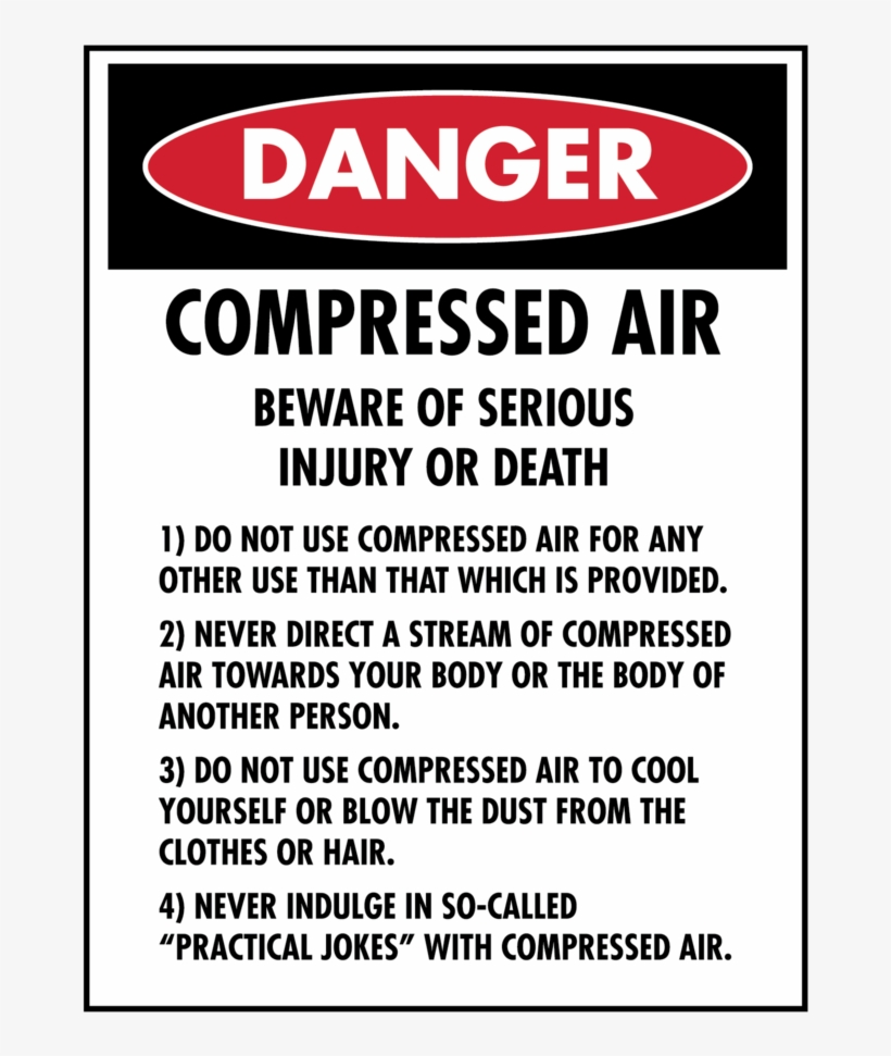 Danger Compressed Air Guidelines Sign - Circle - Free Transparent PNG ...