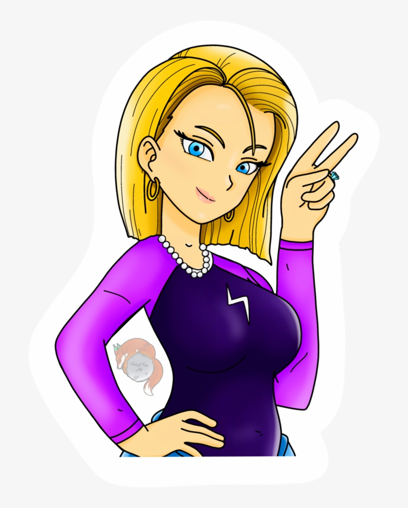 Android 18 Sticker By Dazedfoxart - Cartoon - Free Transparent PNG ...
