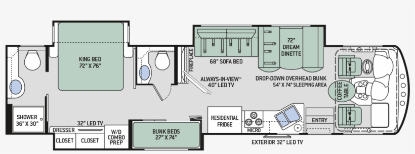 Thor Motor Coach Challenger Floor Plan - Free Transparent PNG Download ...