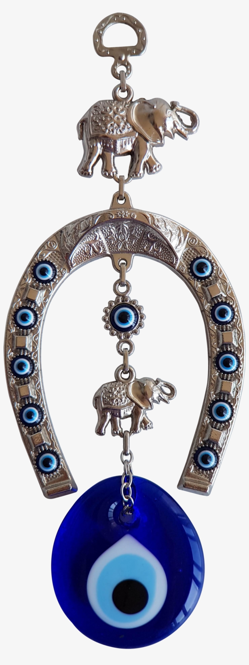Bead Global Turkish Blue Evil Eye Horse Shoe With Elephant - Locket ...