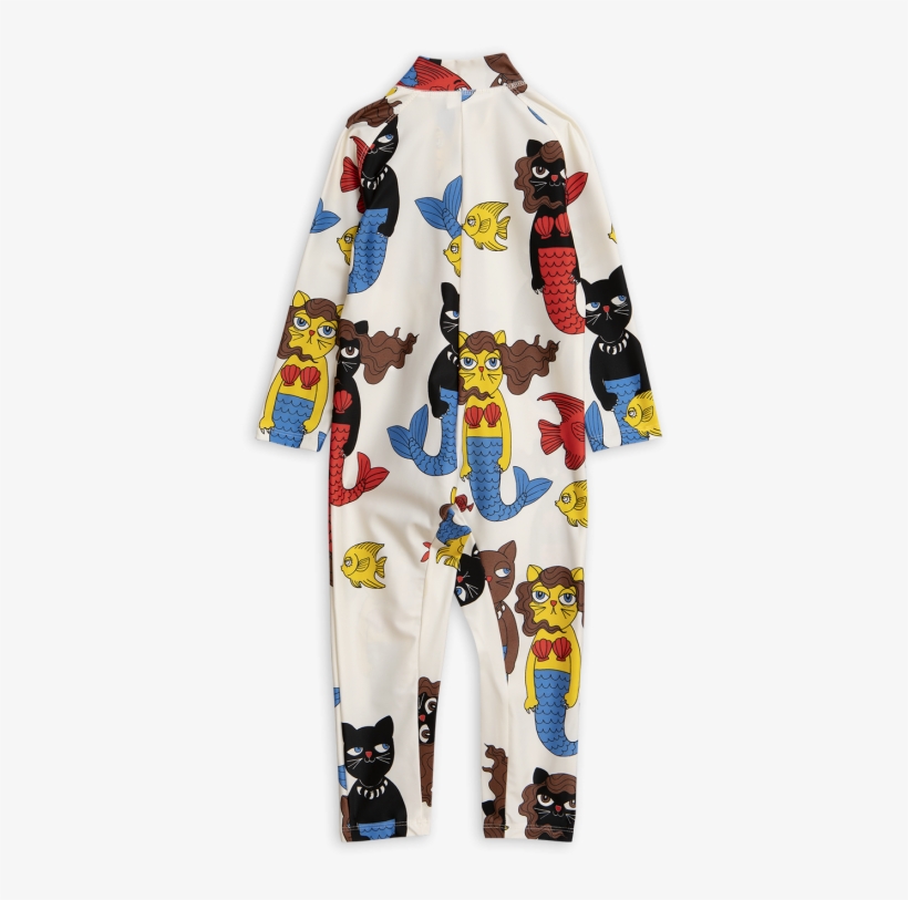 Mini Rodini Cat Mermaid Uv Suit Off White - Free Transparent PNG ...