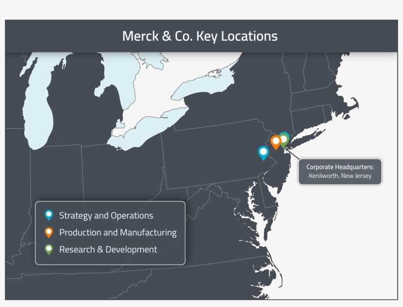 A Map Of Merck & Co's Us Corporate Locations - Atlas - Free Transparent ...