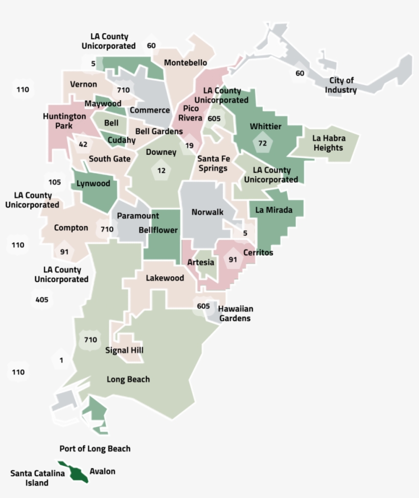 Gateway Cities Map - Free Transparent PNG Download - PNGkey
