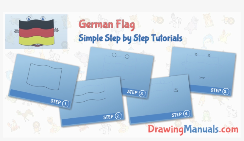 How To Draw German Flag, Cartoons, Nations, Easy Step - Electric Blue ...