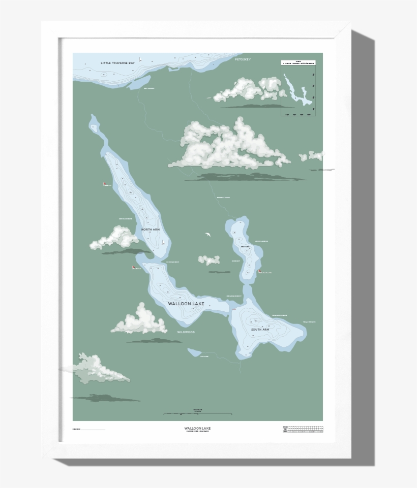 Walloon Lake Nautical Map Roo Kee Roo - Poster - Free Transparent PNG ...