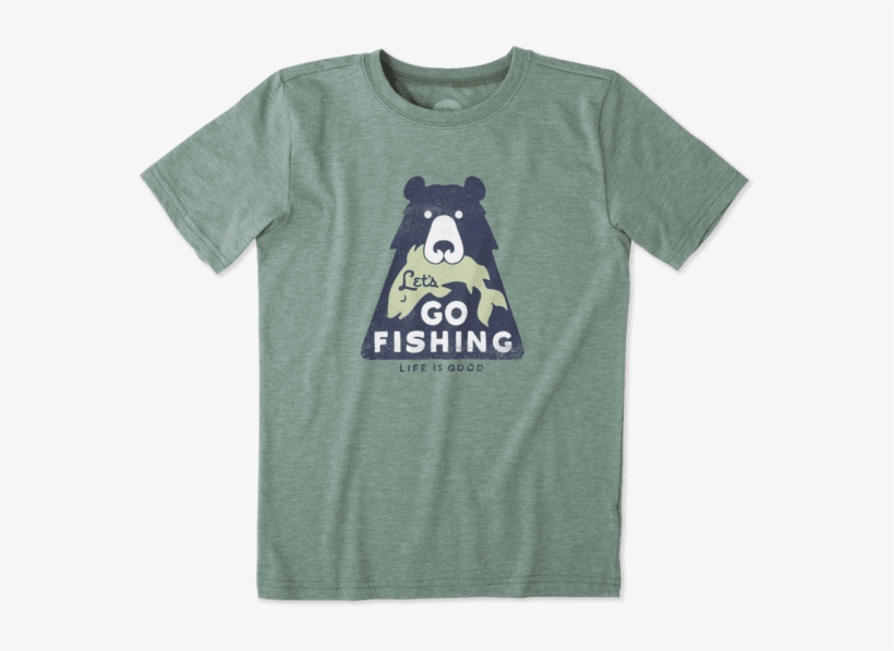 Boys Lets Go Fishing Cool Tee - Life Is Good - Free Transparent PNG ...