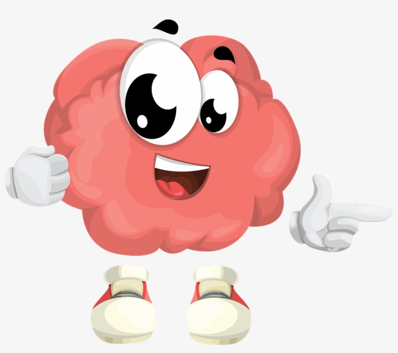 Brain Character Eyes Mouth Mind Smart Thin - Transparent Smart Brain ...