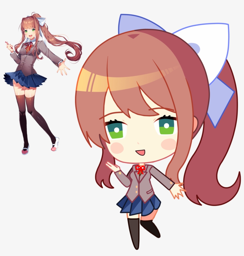 Oc Edited Mediahd Chibi Monika Menu Pose Sprite Png - Doki Doki Literature Club Costume - Free ...